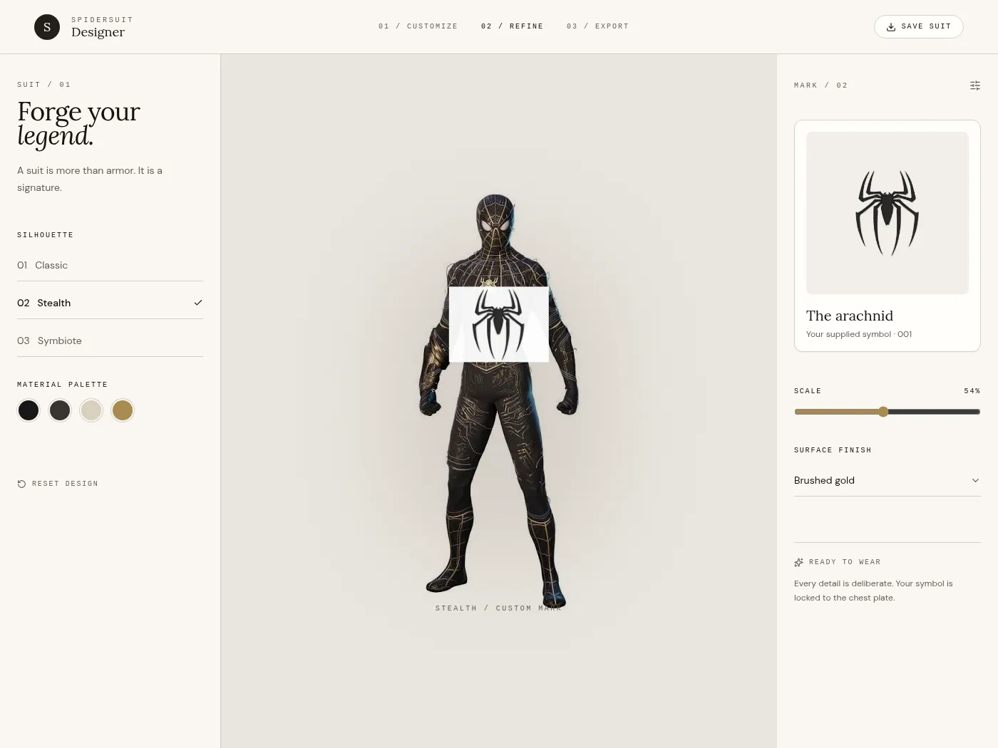 SpiderSuit Designer