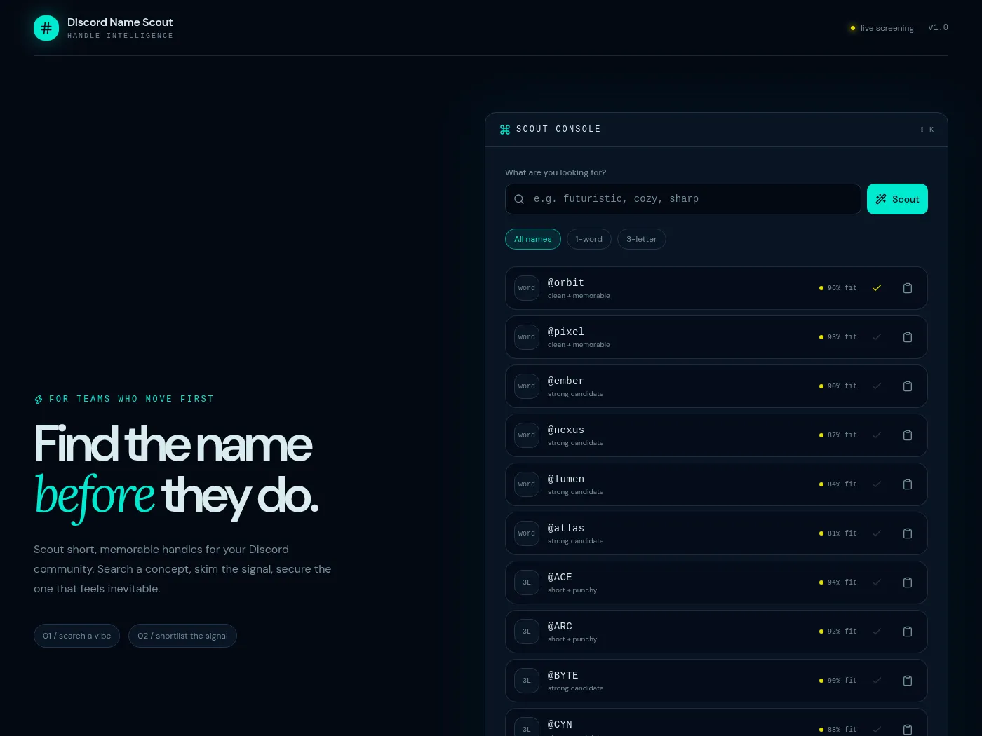 Discord Name Scout
