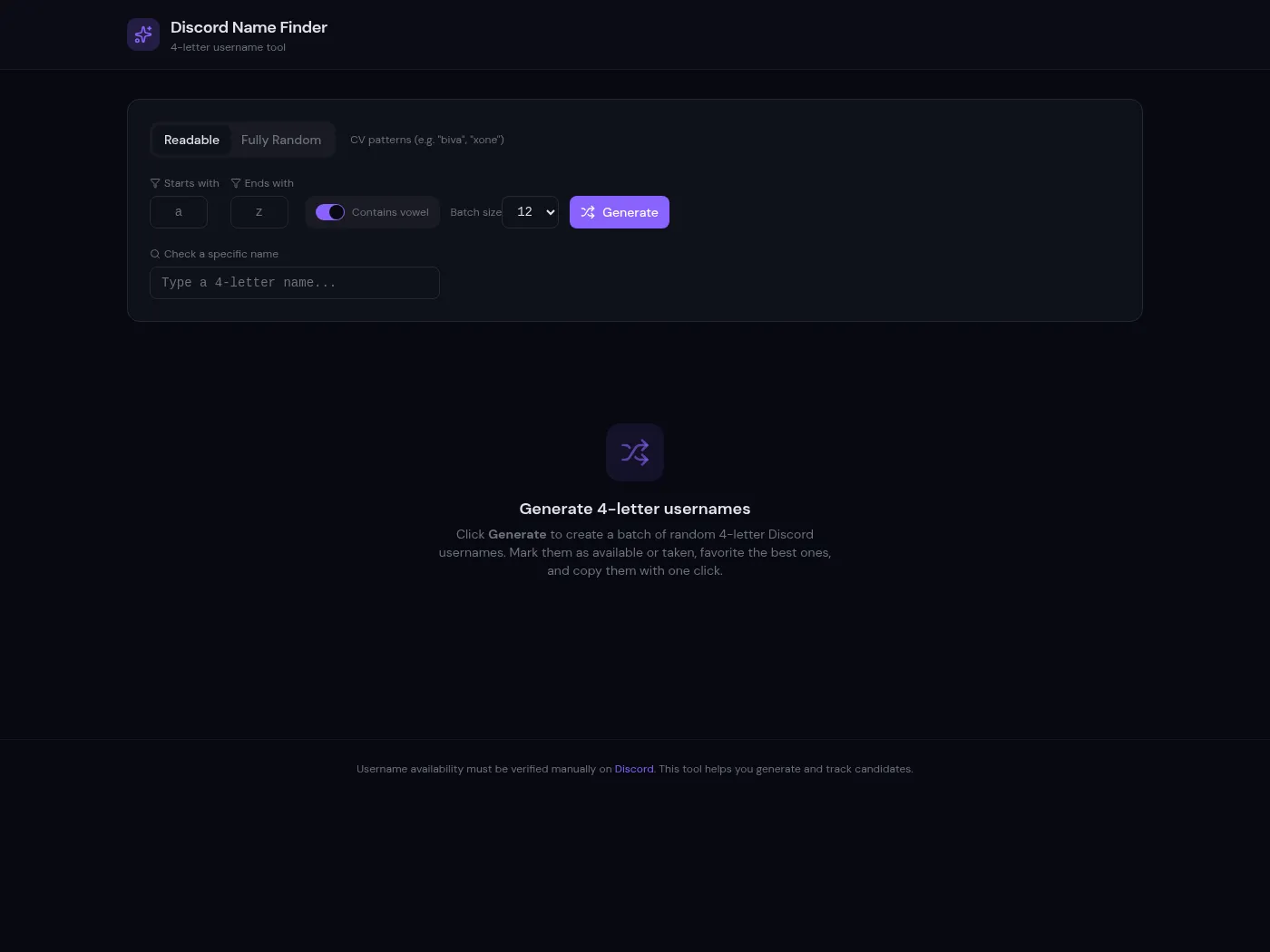 Discord Name Finder