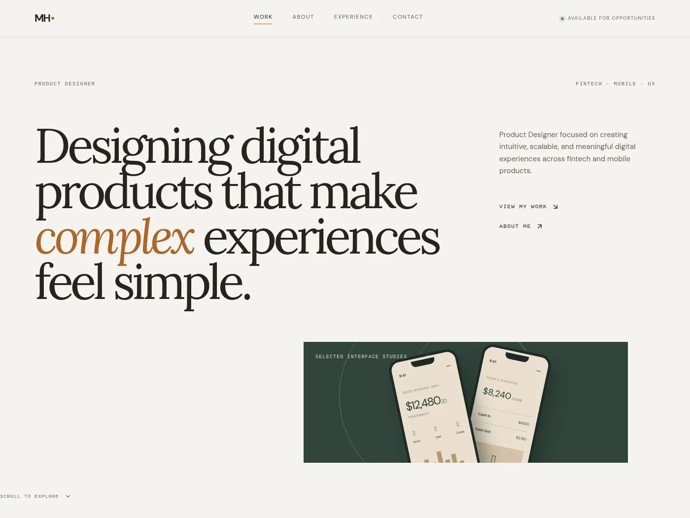 Fintech Designer Portfolio