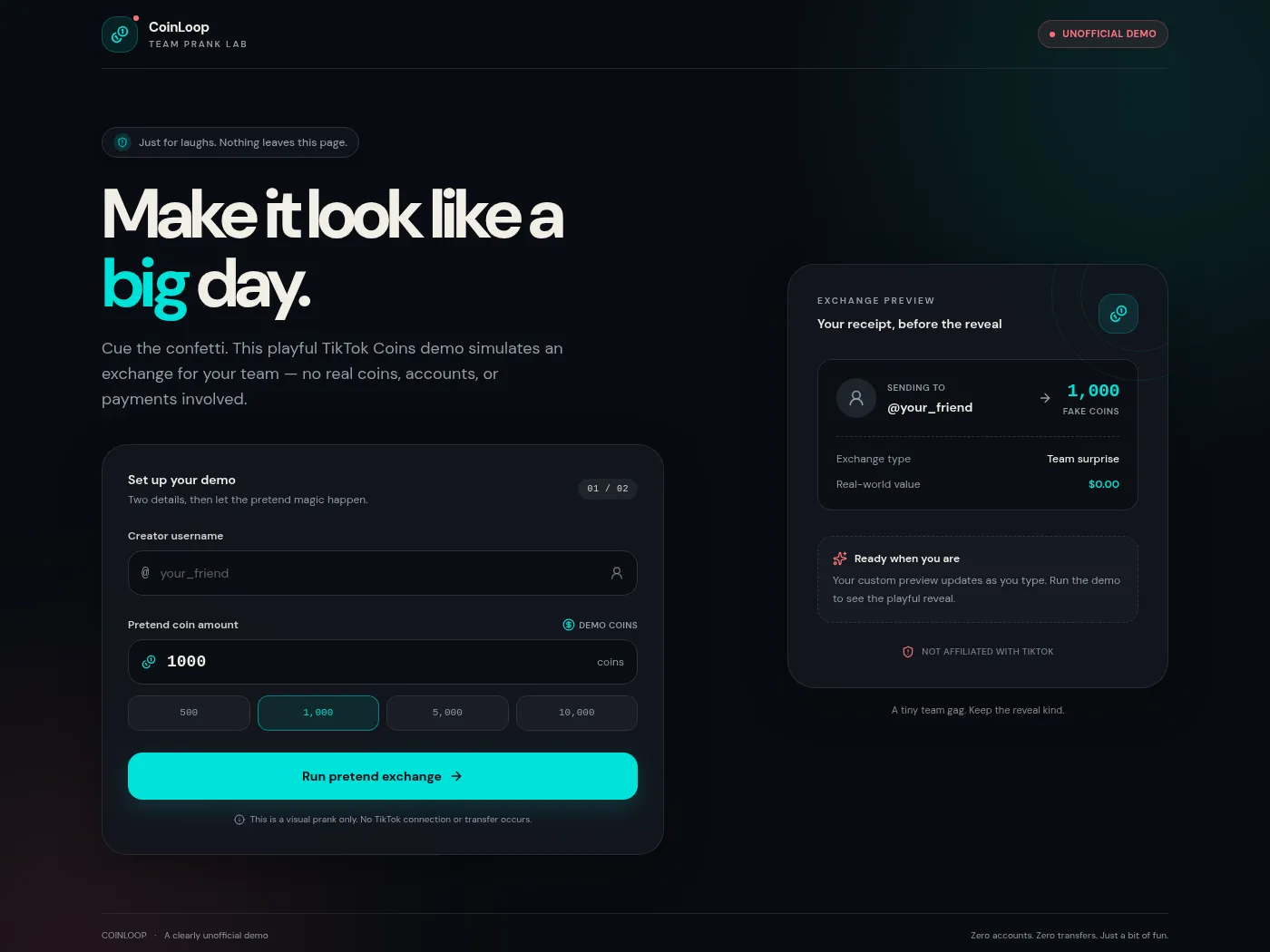 TikTok Coins Demo