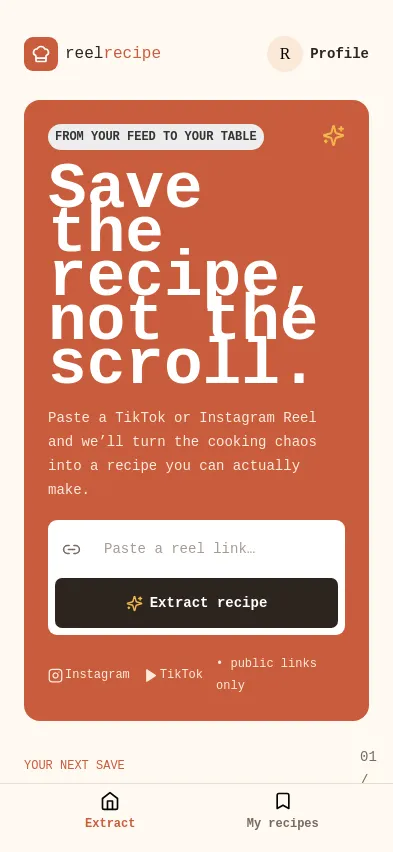 Recipe Reel Saver