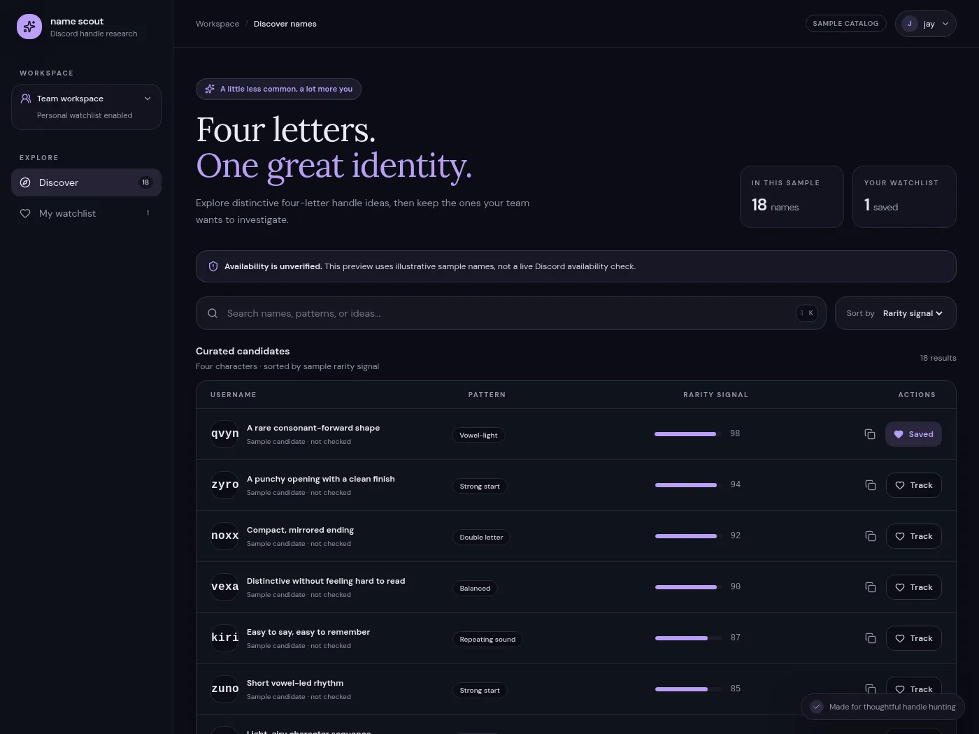 Rare Discord Name Finder