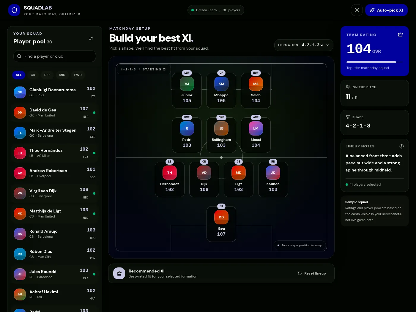 eFootball Dream Team Builder