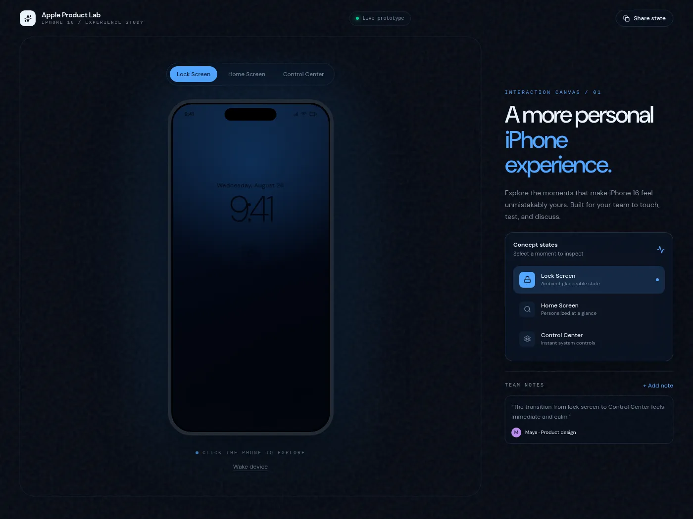 iPhone 16 UX Simulator