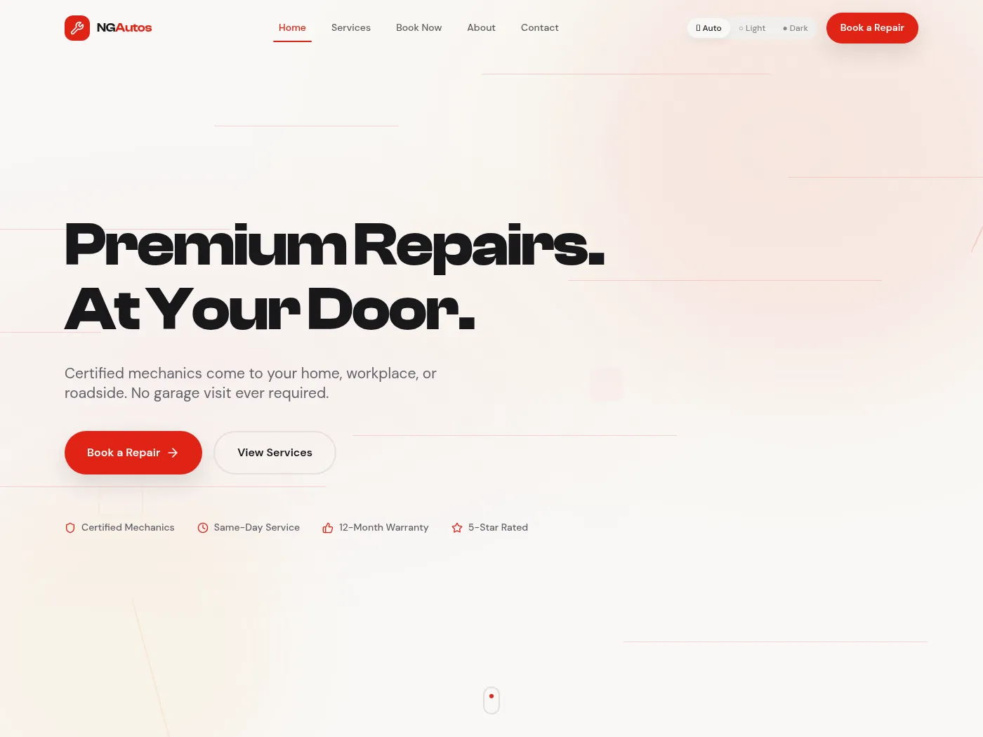 Cinematic Auto Repair Site