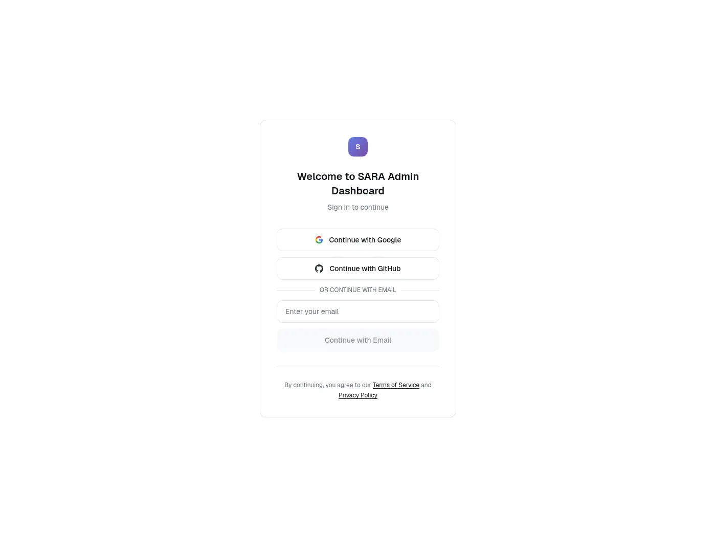 SARA Admin Dashboard