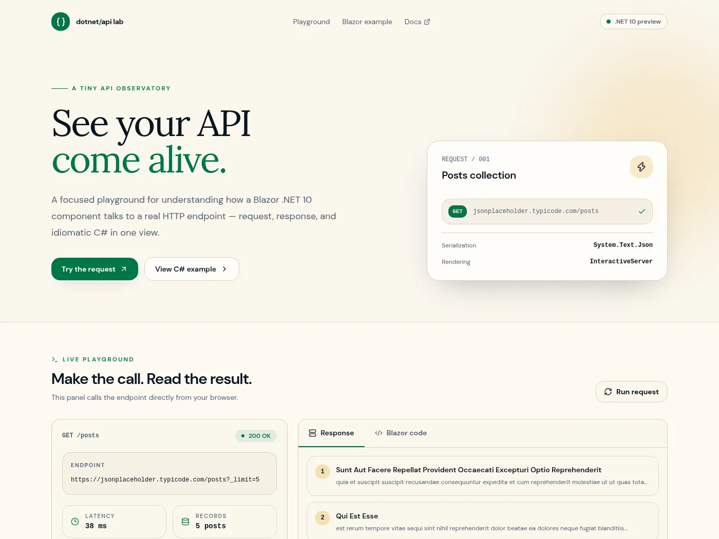 Blazor API Demo Site
