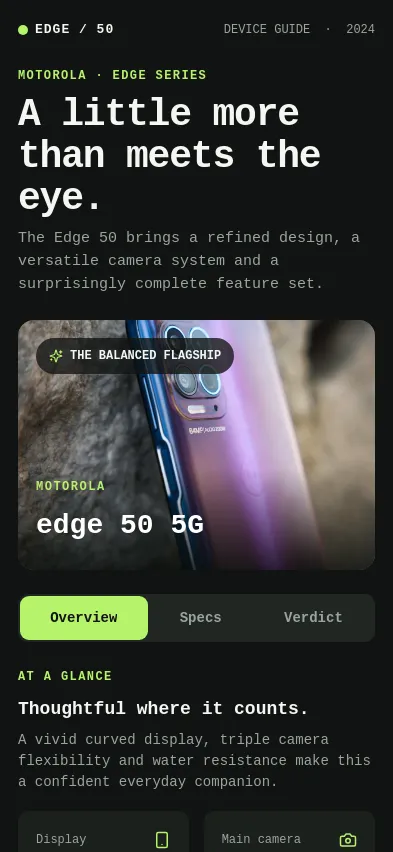 Edge 50 Specs Explorer