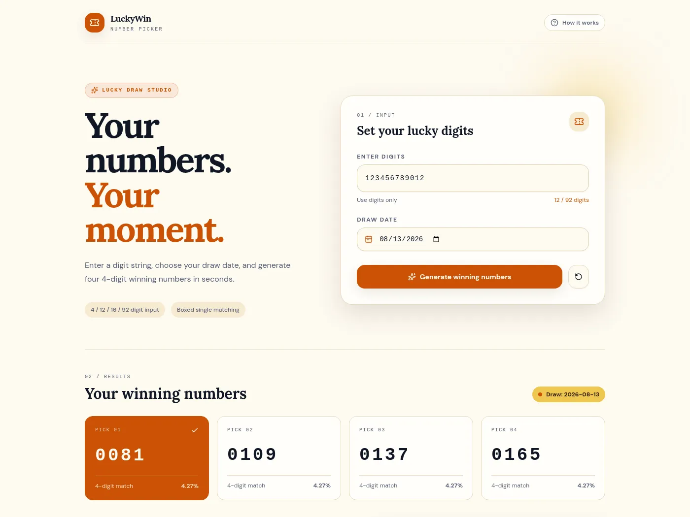 LuckyWin Number Picker