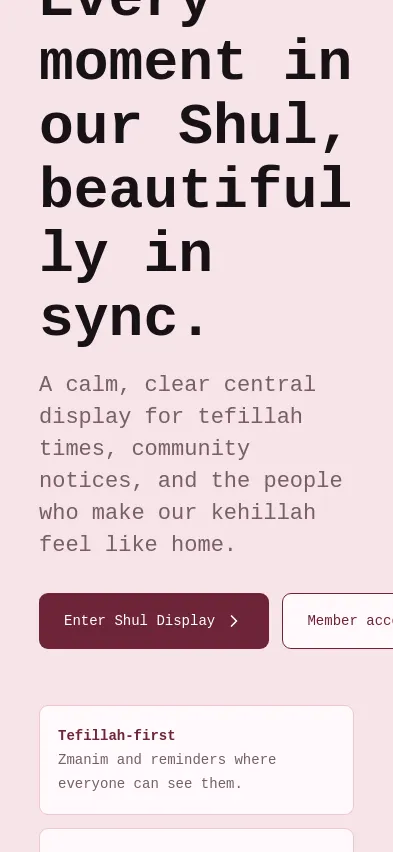 Shul Central Display App