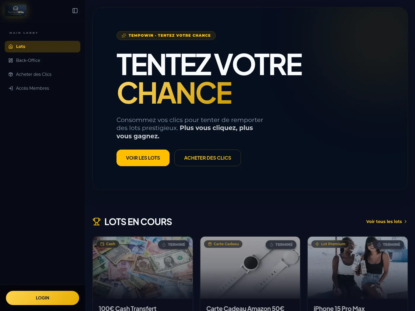 TempoWin Auction Platform