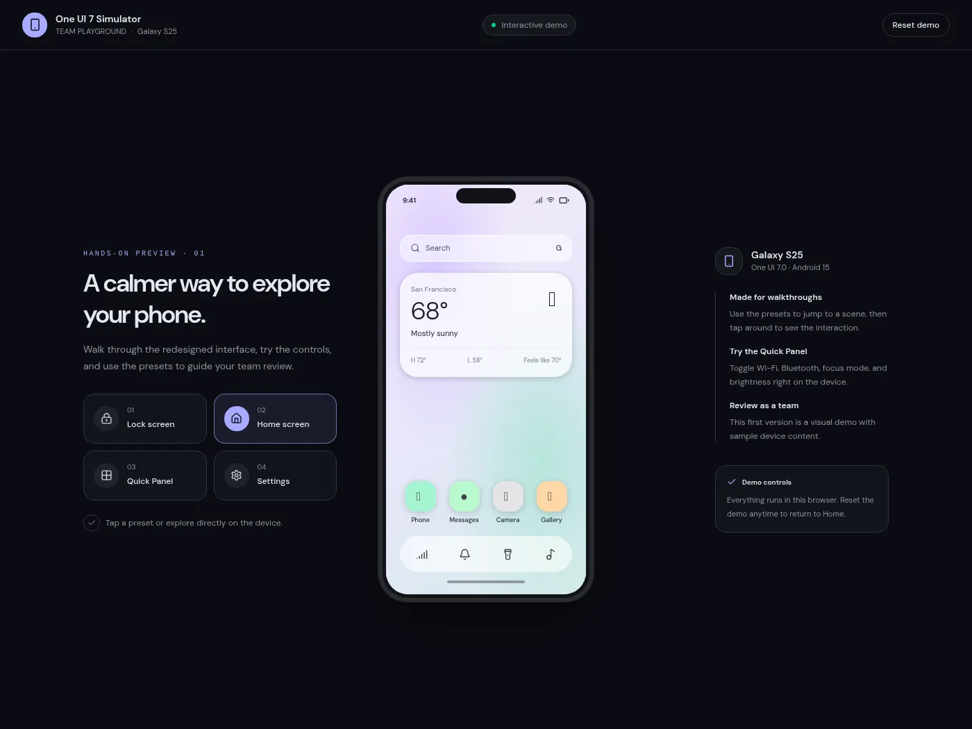 One UI 7 Web Simulator