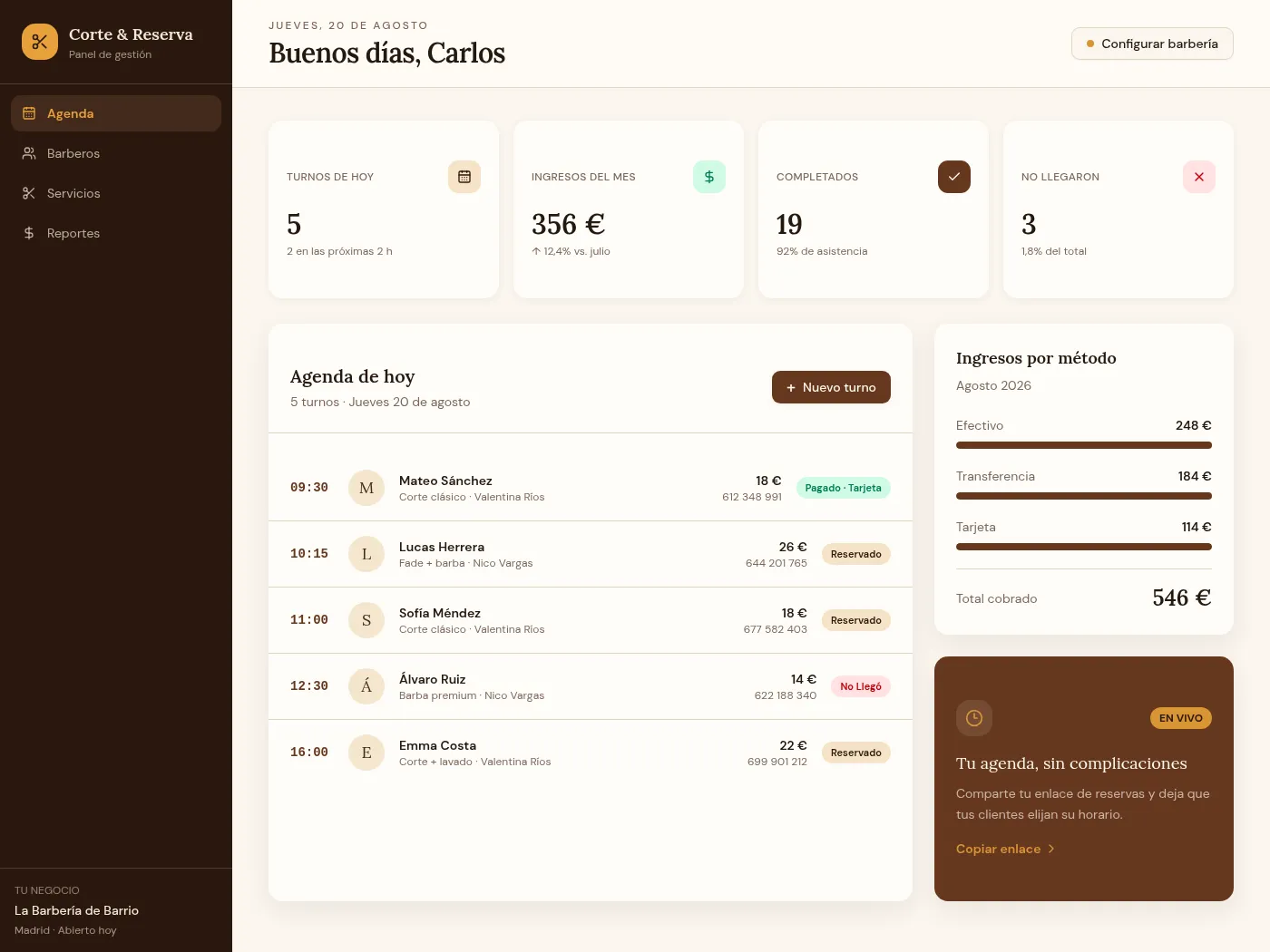 Barbería Booking Platform