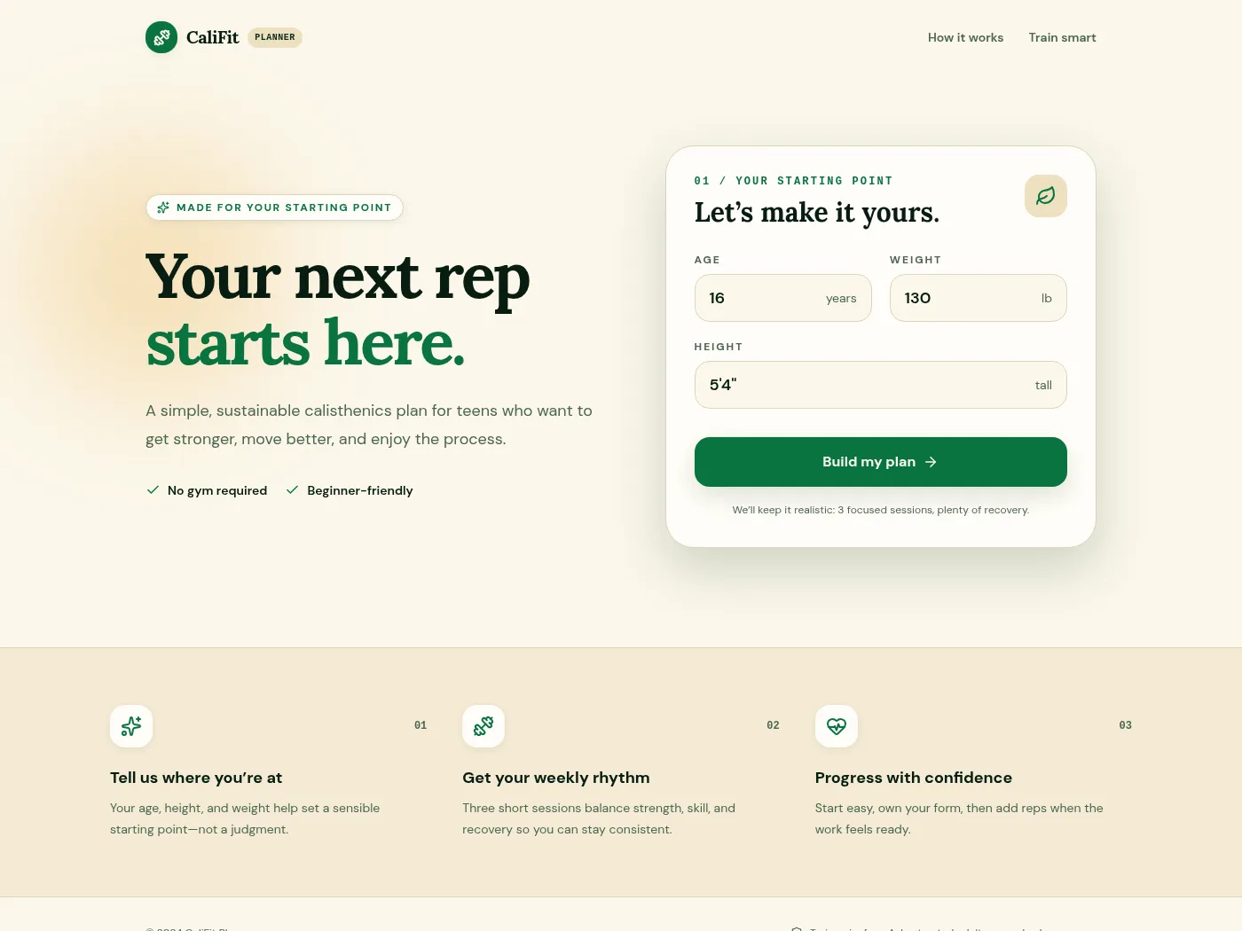 CaliFit Planner