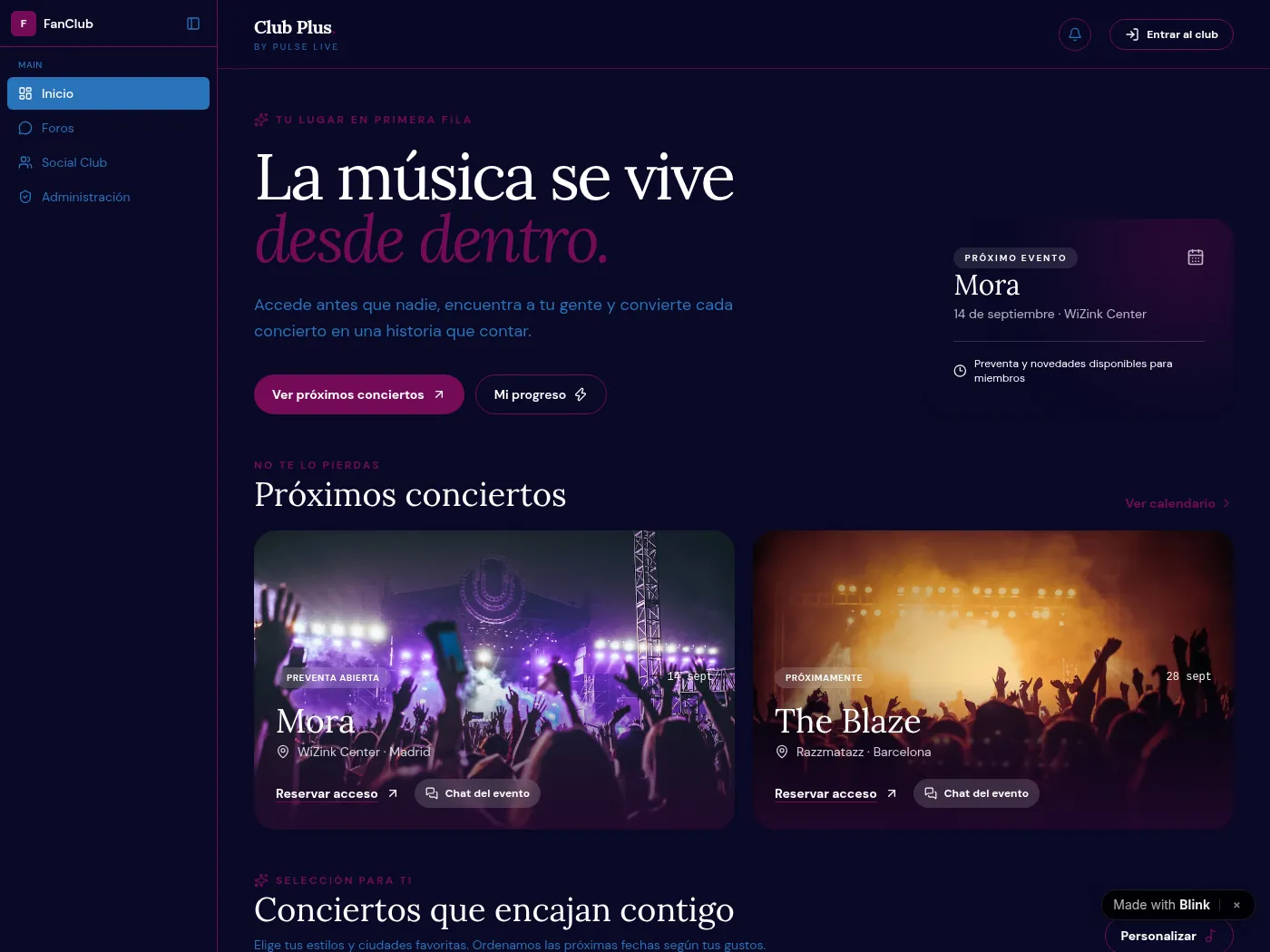 Plus Club Experience Hub
