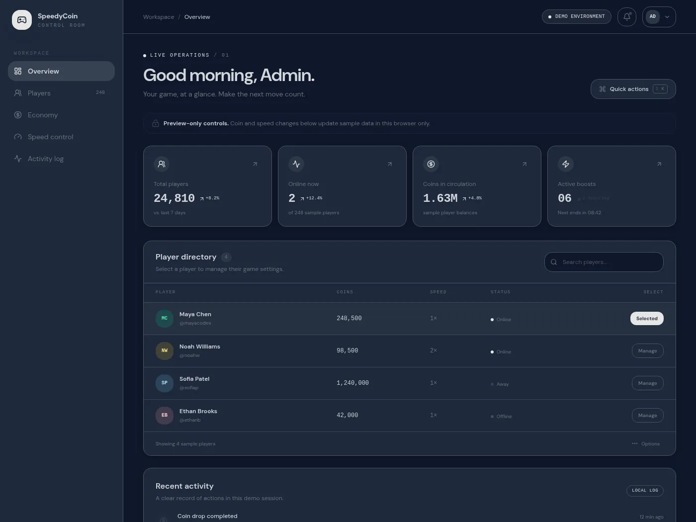 SpeedyCoin Admin Panel