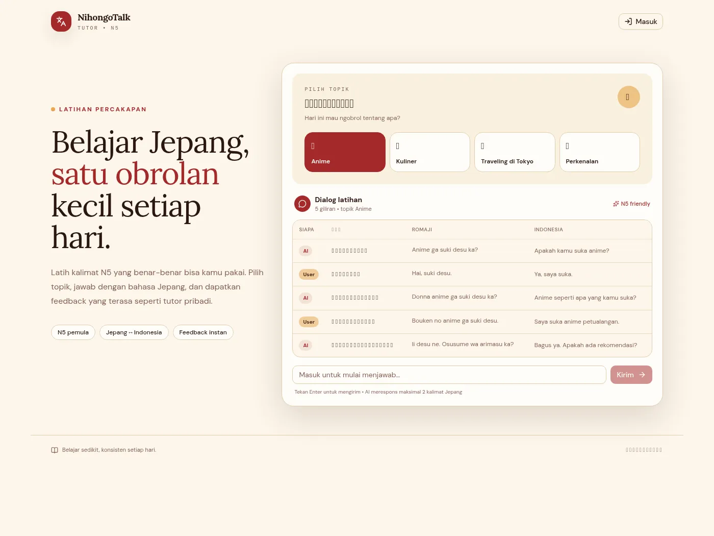 NihongoTalk Tutor
