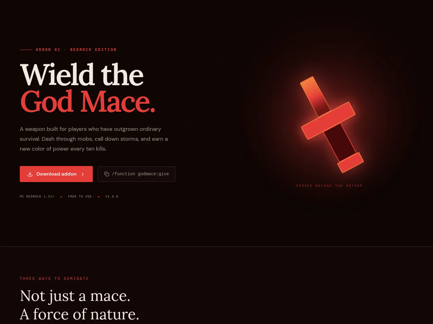 God Mace Minecraft Addon