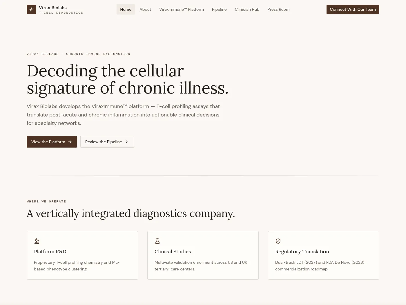 Virax Biolabs Corporate Site
