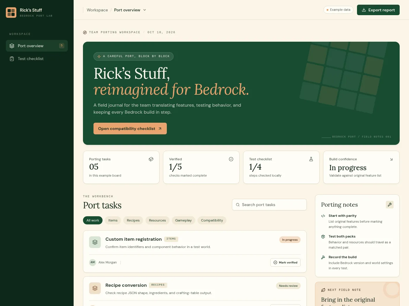 Rick's Stuff Bedrock Port