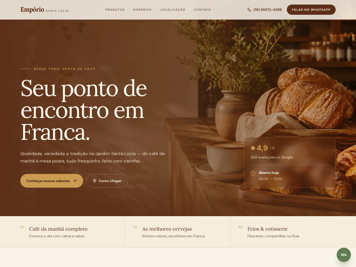 Santa Lúcia Café Website
