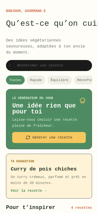 Générateur Recettes Végé