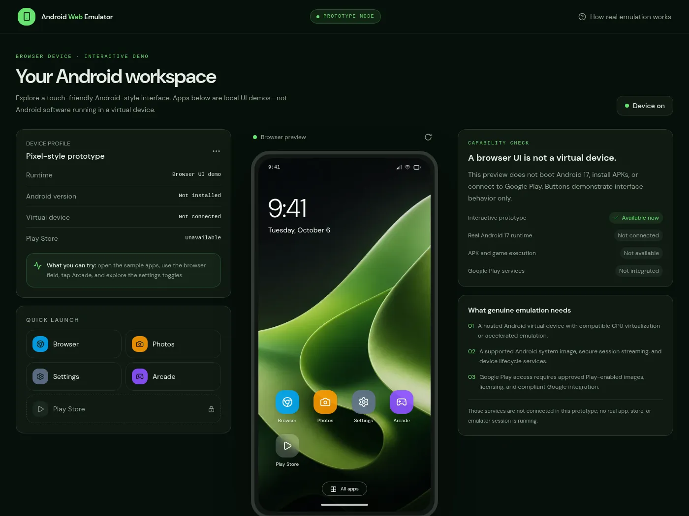 Android Web Emulator