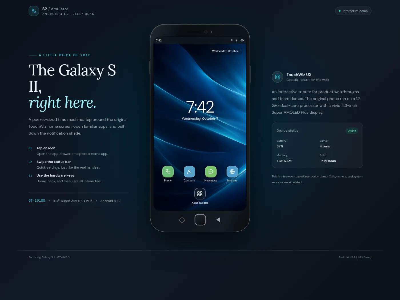 Galaxy S2 Web Emulator