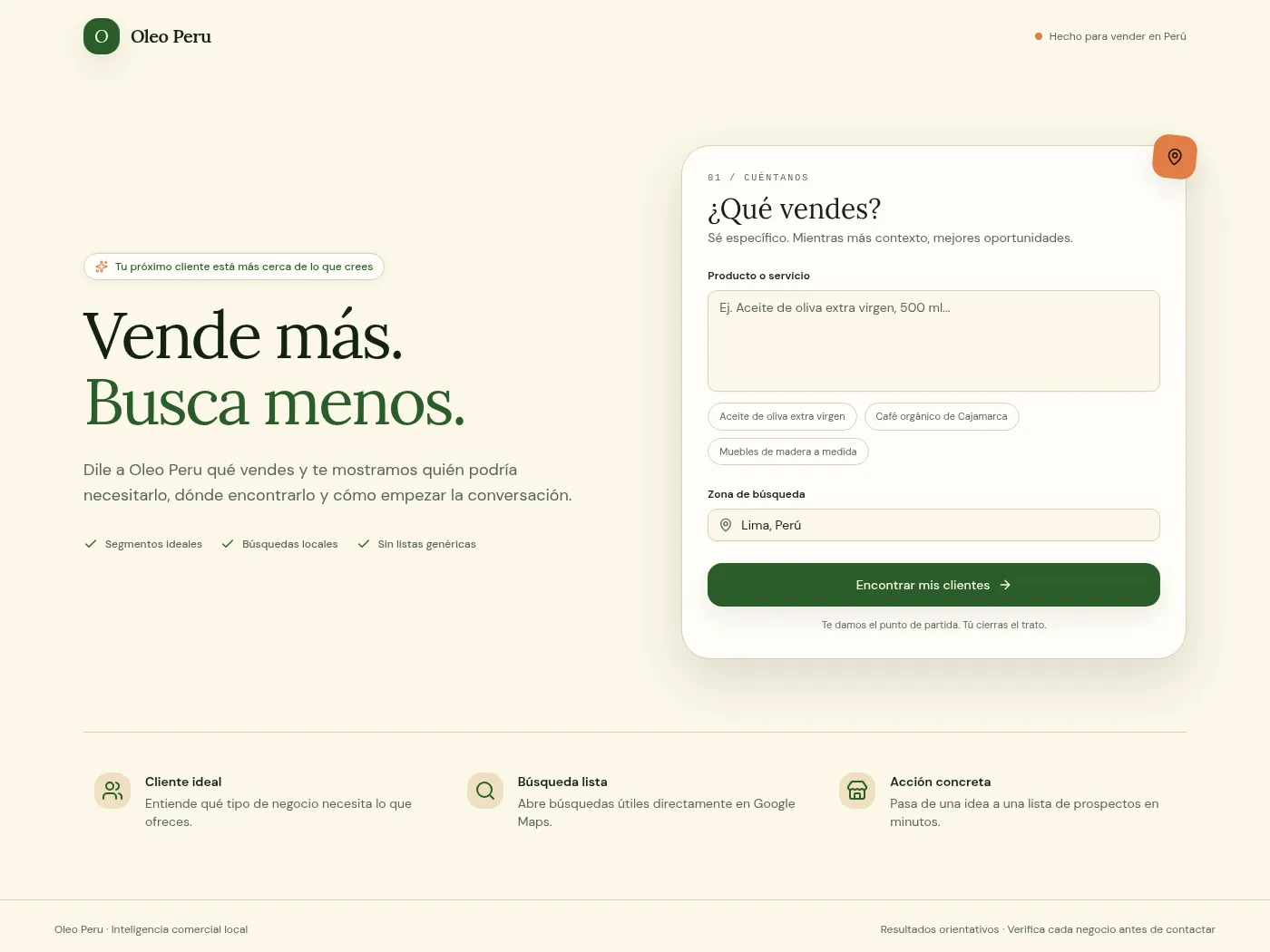 Oleo Peru Client Finder