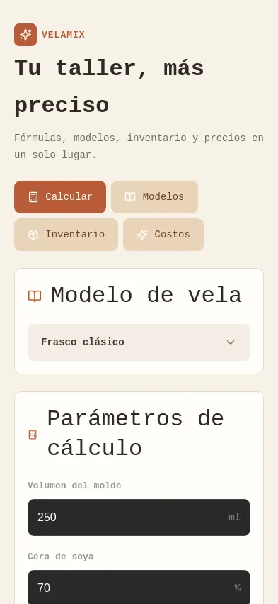 VelaMix Calculator