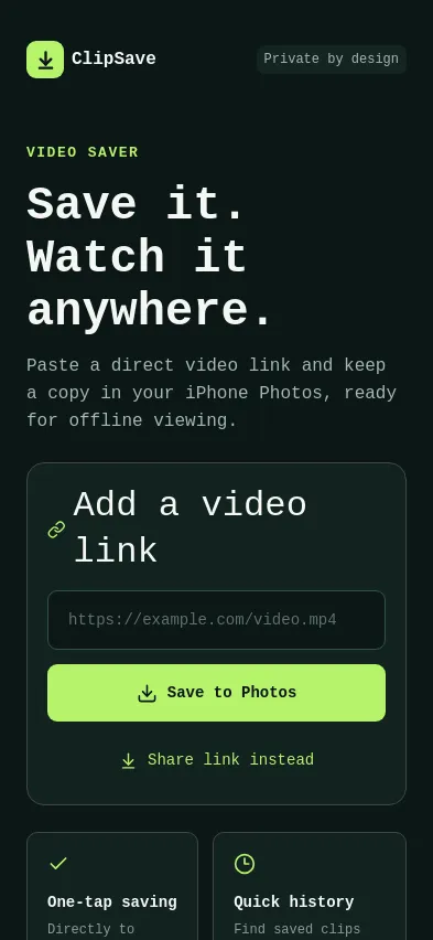 iPhone Video Saver
