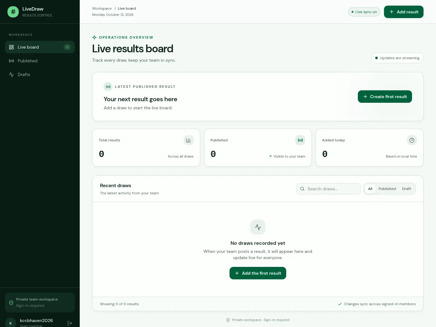 LiveDraw Dashboard