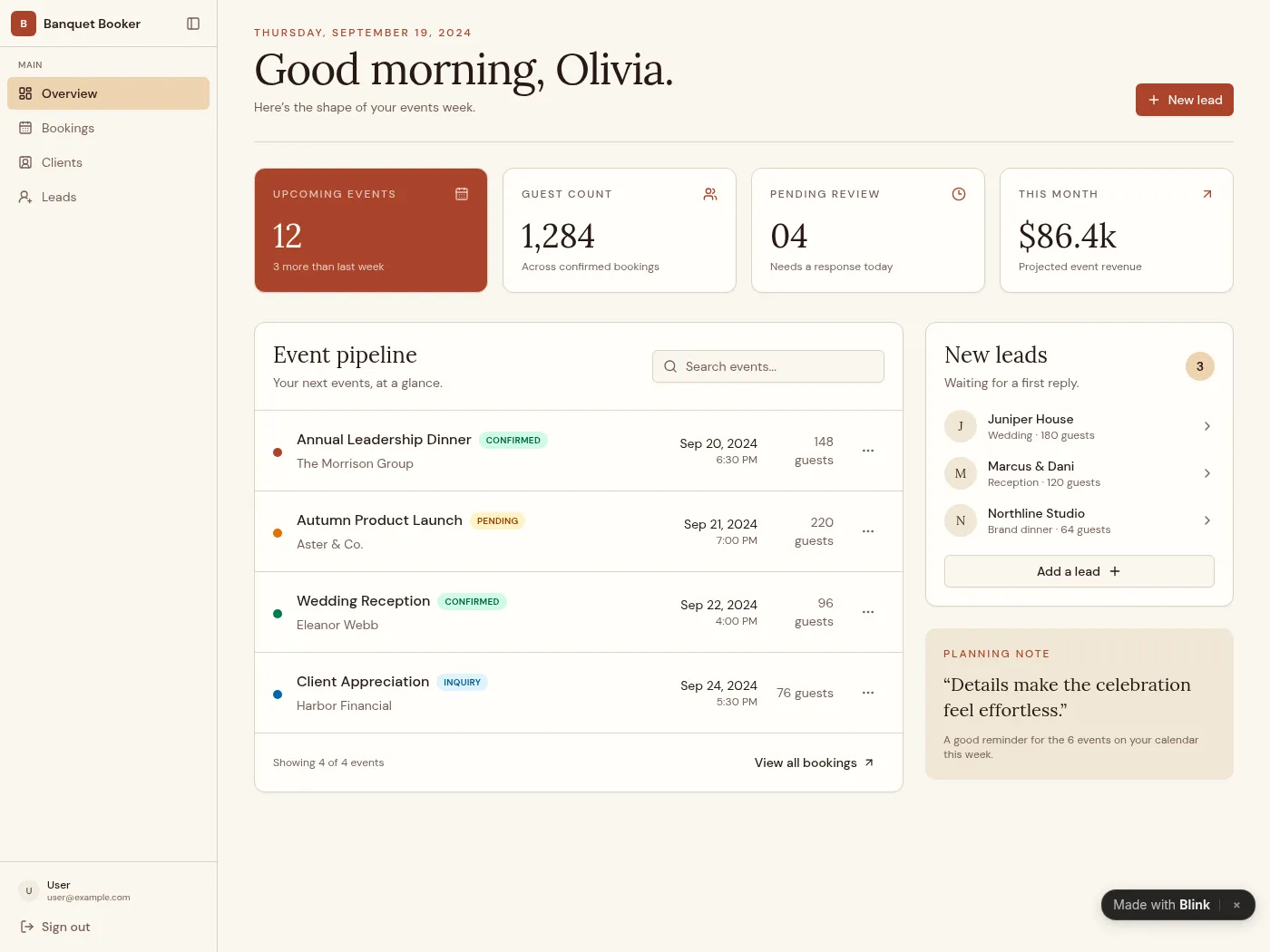 Banquet Booker