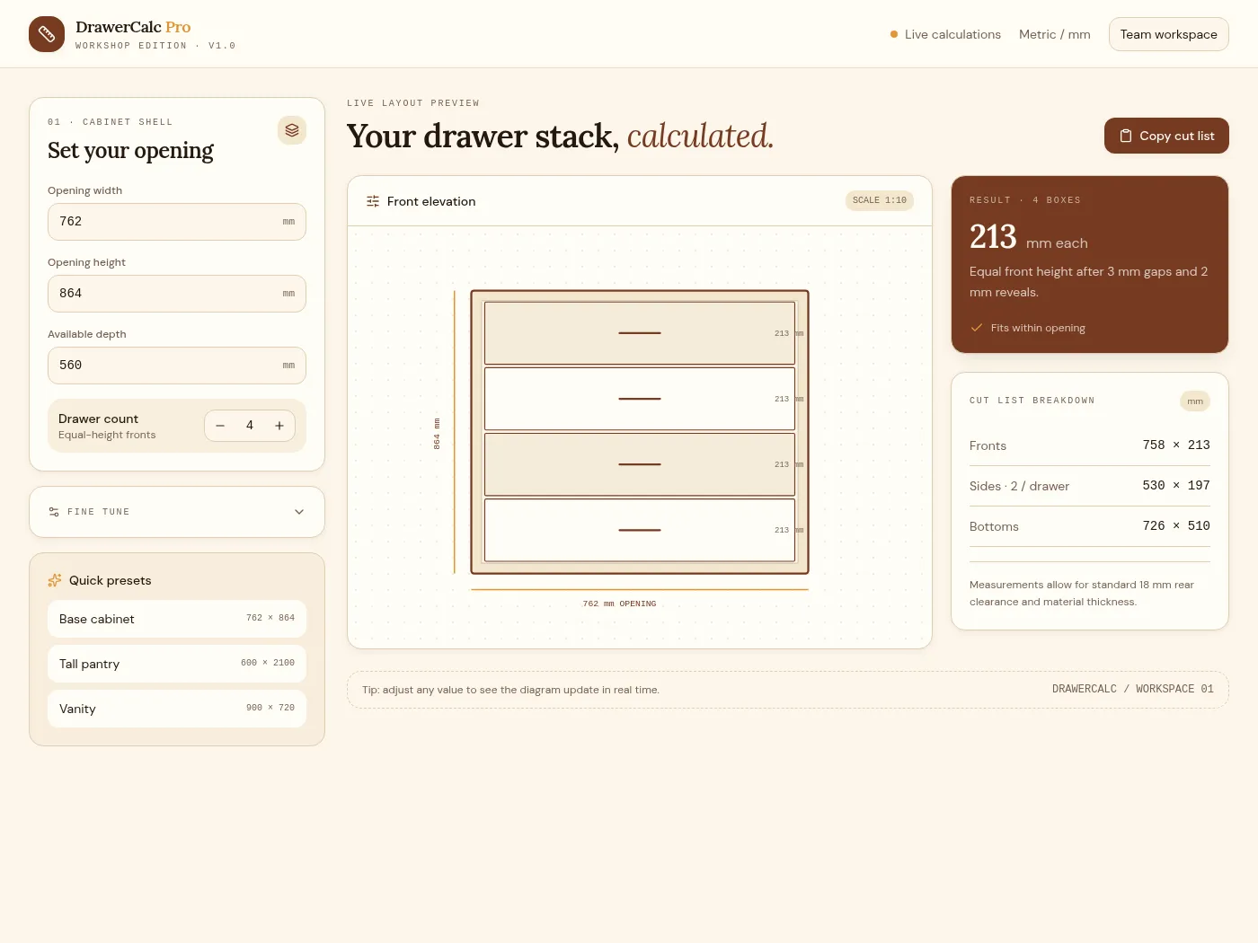 DrawerCalc Pro