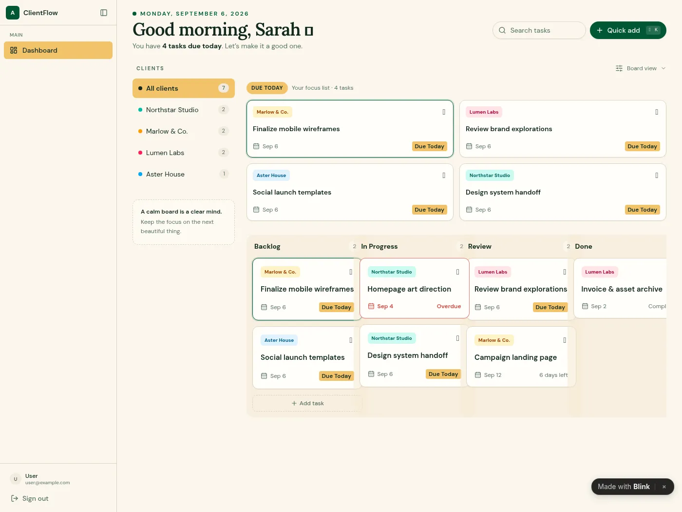 ClientFlow Board