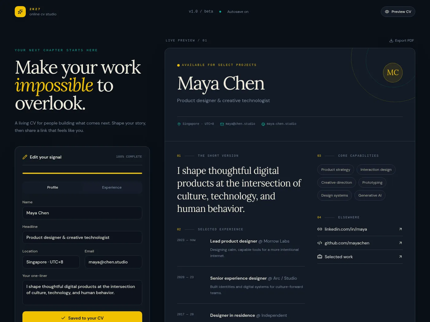 2k27 CV Builder