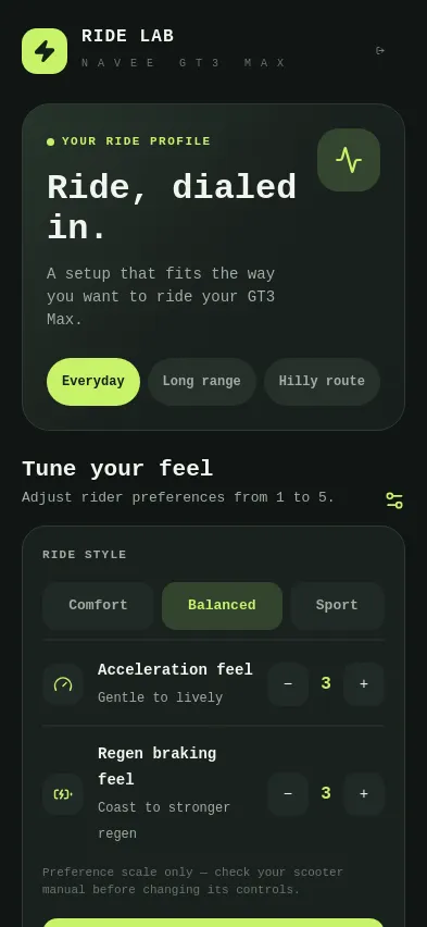 Navee AI Ride Optimizer