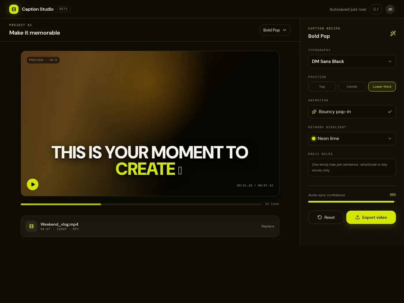 Animated Caption Generator