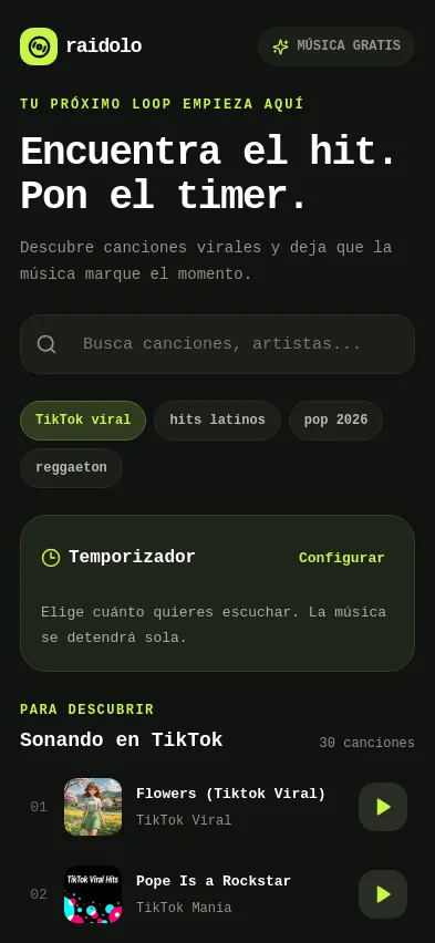Raidolo Music Timer