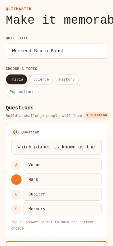 QuizMaster Mobile