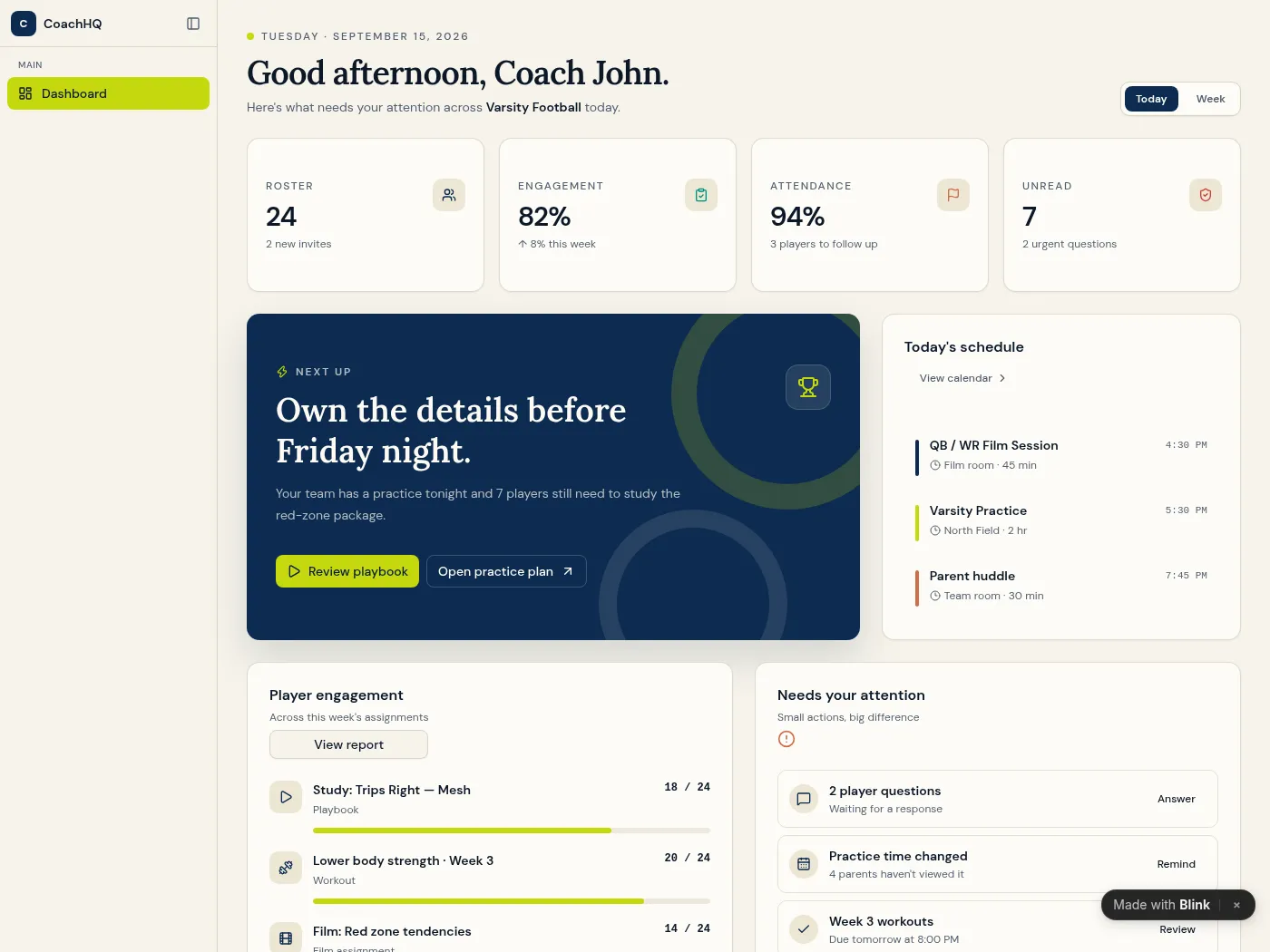 CoachHQ Sports Platform