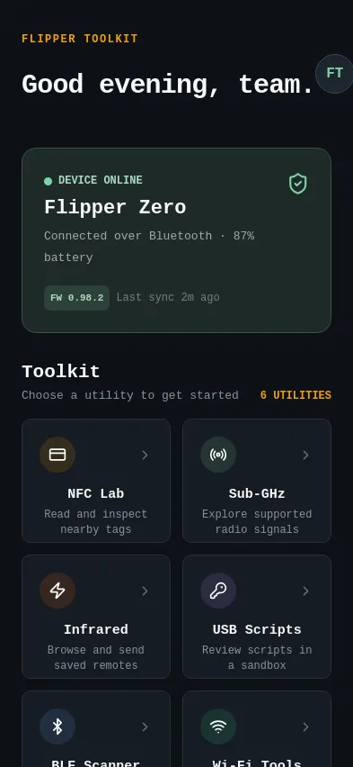 Flipper Toolkit Mobile