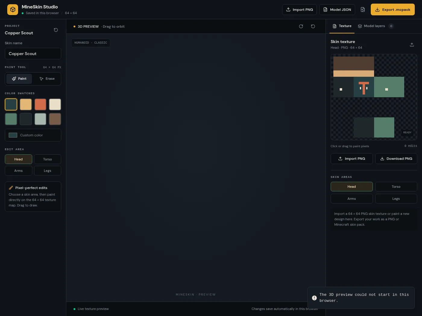 MineSkin 3D Editor