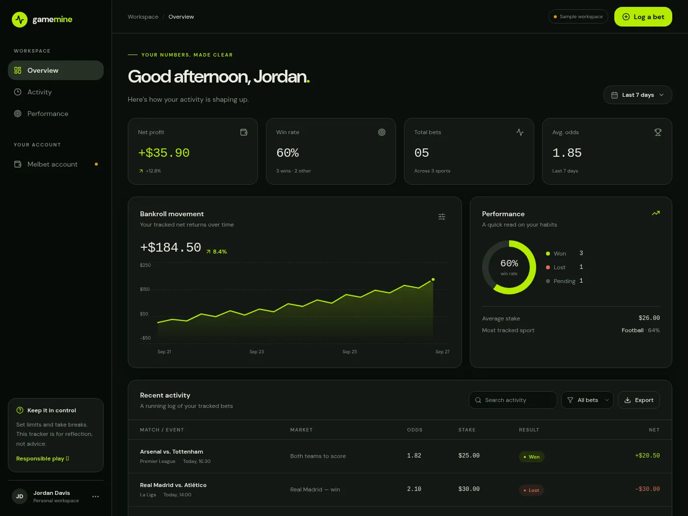 Gamemine Dashboard