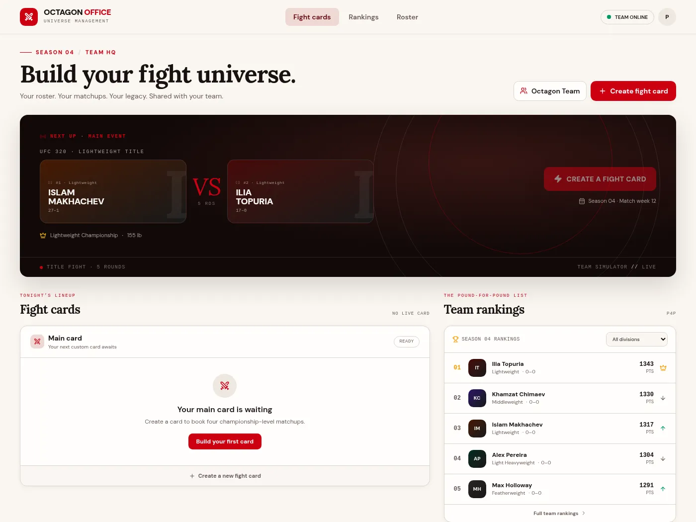 UFC Universe Simulator