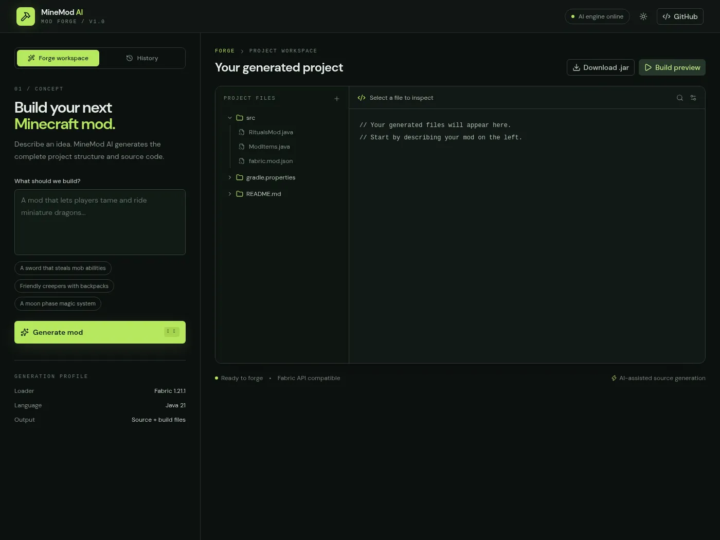 MineMod AI Generator