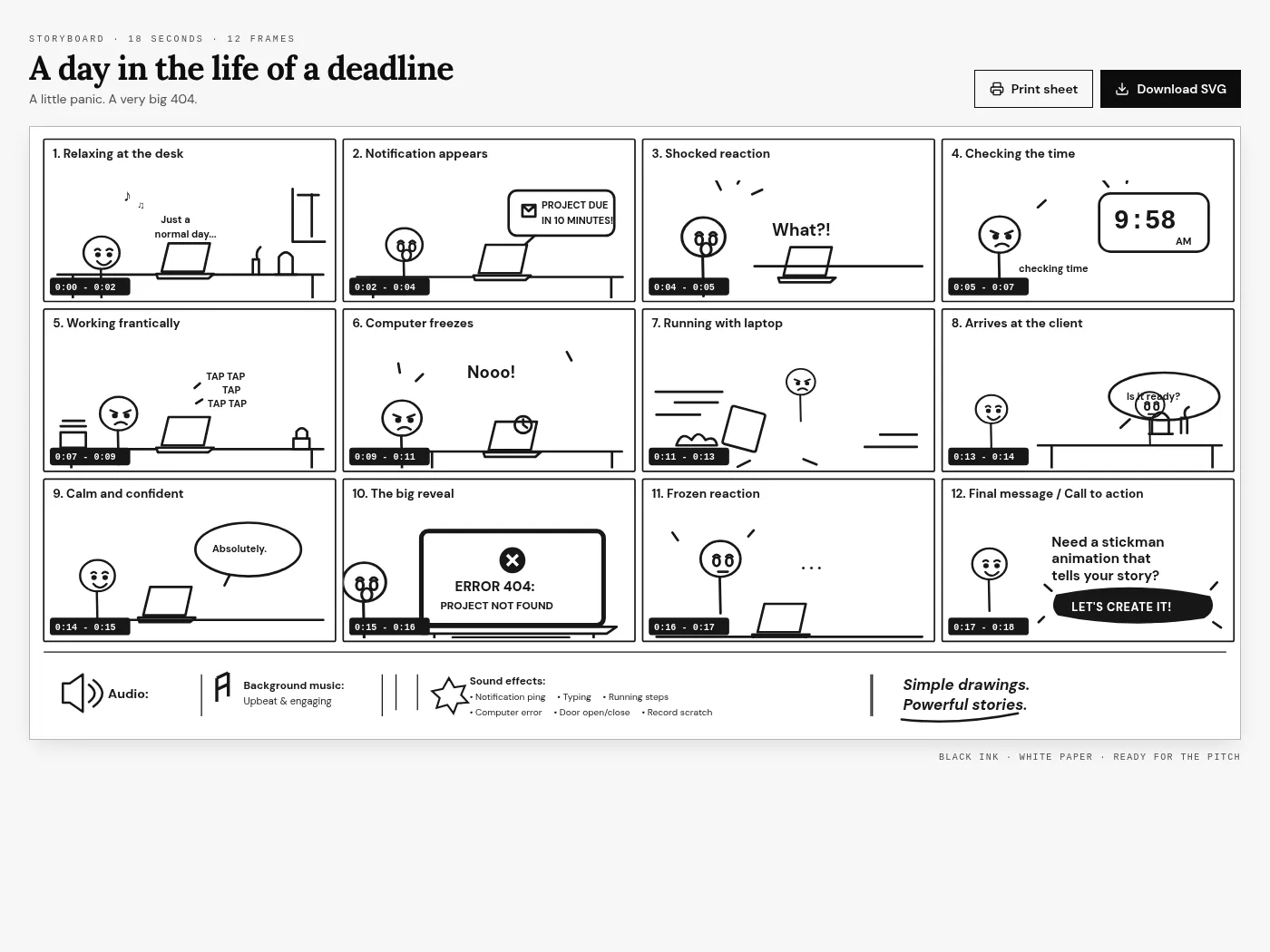 Stickman Storyboard Sheet