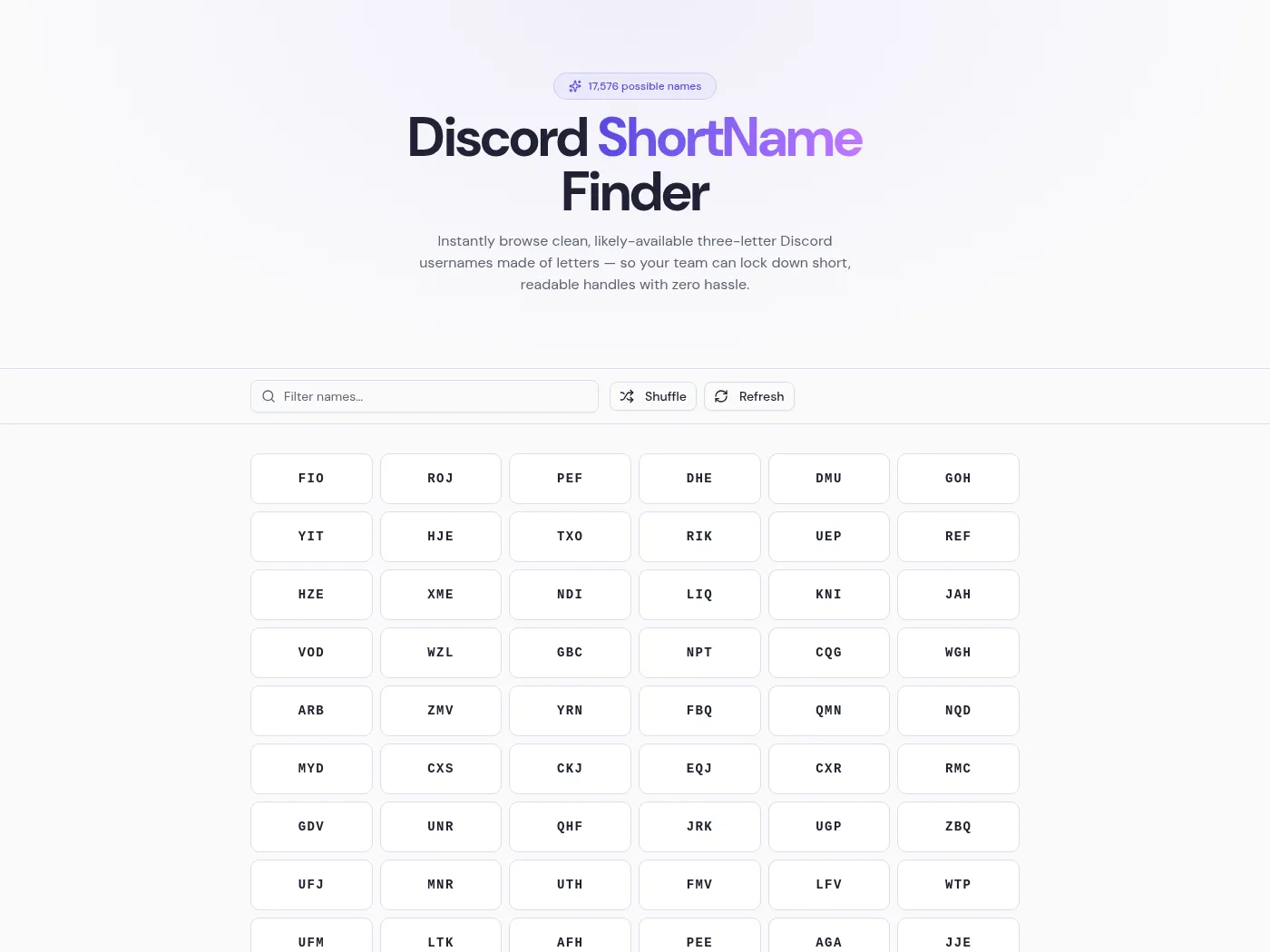 Discord ShortName Finder