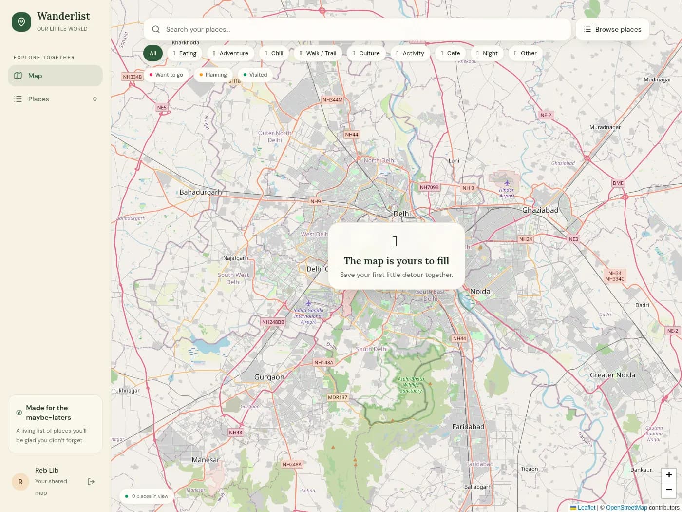 Wanderlist Friends Map